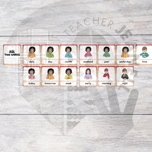 ASL Flash Cards Time Words, American Sign Language, ASL Flashcards ...