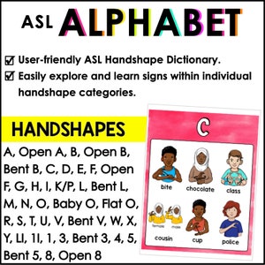 ASL Handshape Dictionary, ASL Alphabet Posters, ASL Sign Language Wall ...