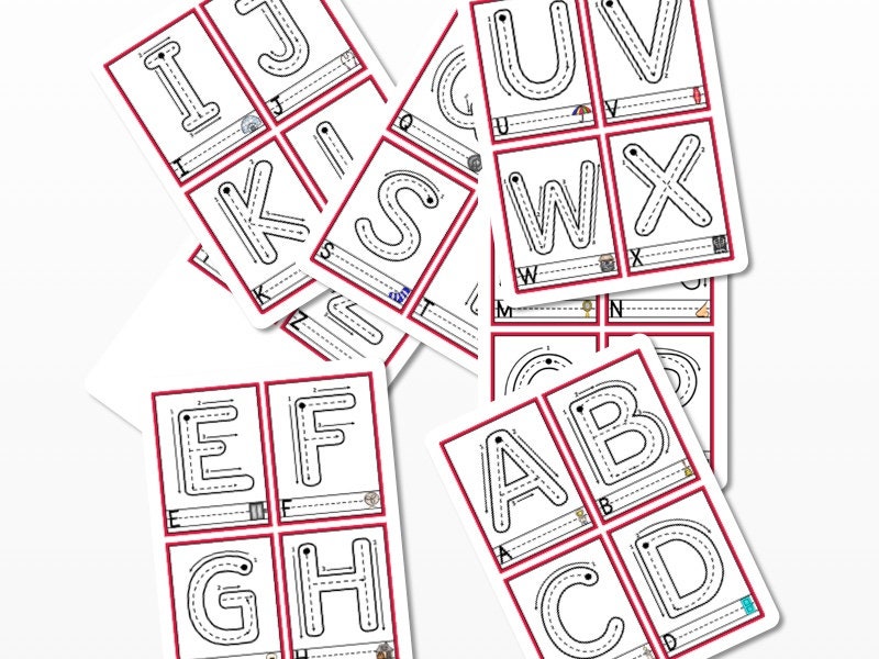 Alphabet Cards Tracing Flash Cards Uppercase Letters | Etsy