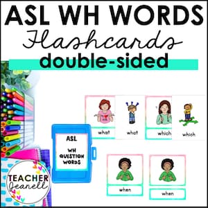 ASL Flashcards Question Words, Sign Language Wh Words Flash Cards - Etsy