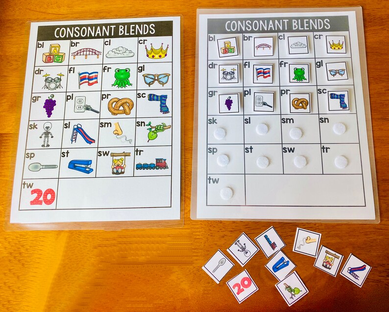 Consonant Blends Chart and Matching Game Phonics Printable - Etsy