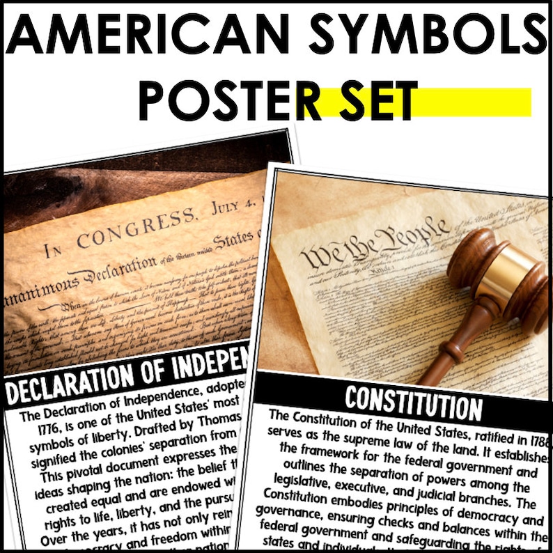 American Symbols Posters | US Civics & History Classroom Decor ...