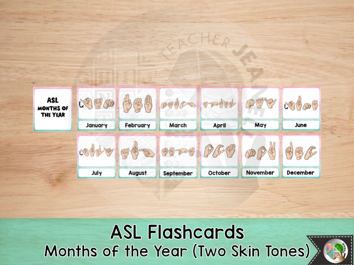 ASL Months of the Year Flashcards ASL Printable American | Etsy