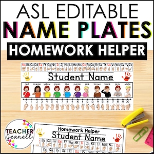 ASL & English Educational Desk Plates - Multifunctional Sign Language ...