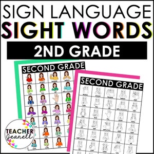 ASL Second Grade Sight Words Chart, American Sign Language Educational ...