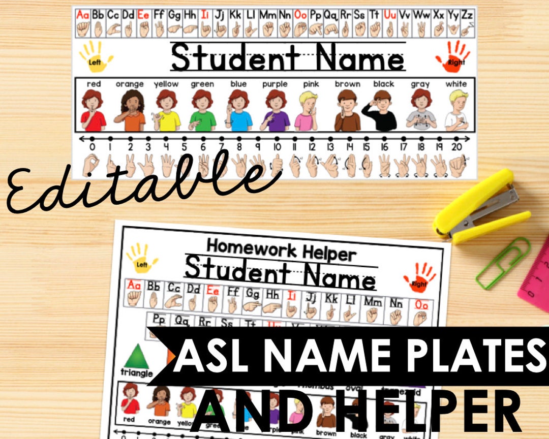 ASL Desk Name Plate Editable ASL Desk Name Tag Editable ASL - Etsy ...