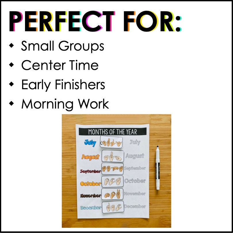 ASL Months of the Year Game: File Folder Activity (PDF) - Etsy