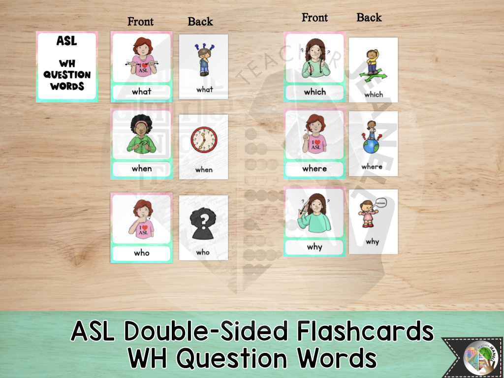 ASL Wh Question Words Flash Cards American Sign Language ASL | Etsy