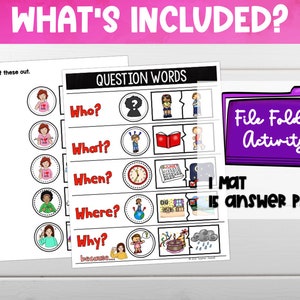 ASL WH Question Words Matching Activity, ASL File Folder Activity, Busy ...