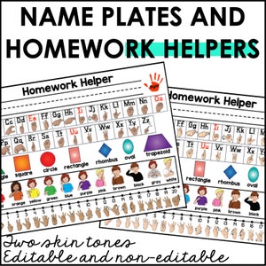 ASL & English Educational Desk Plates Multifunctional Sign Language and ...