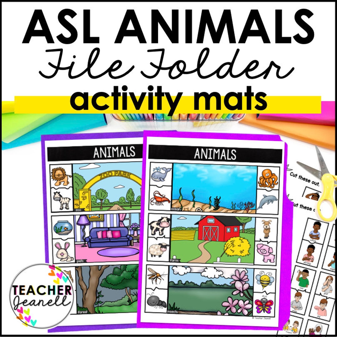 ASL Animal Matching, ASL File Folder Activity, Preschool Curriculum ...