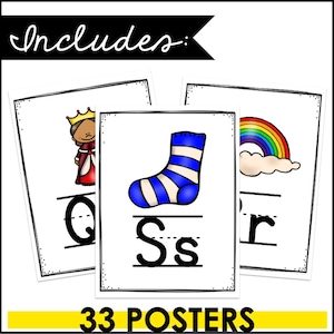 Alphabet Posters Beginning Sound Phonics Posters Sound Wall - Etsy