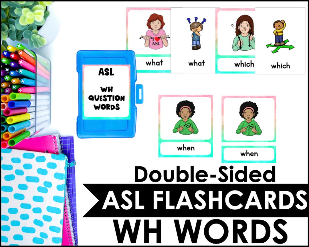 ASL Wh Question Words Flash Cards American Sign Language ASL - Etsy España