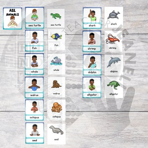 ASL Ocean Animals Flashcards, Sign Language Flash Cards, Animals in ASL ...