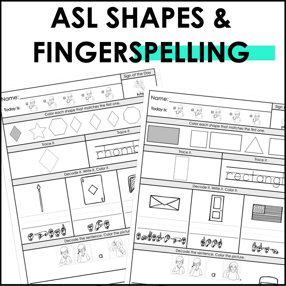 ASL Shapes and Fingerspelling Shape Recognition Worksheets - Etsy