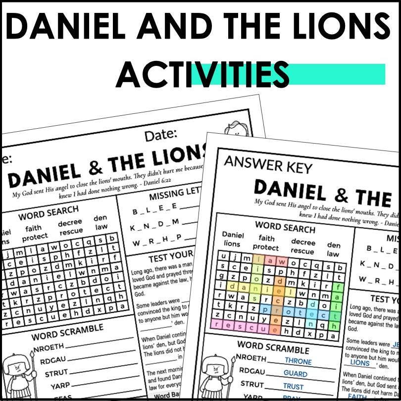 Daniel and the Lions Den Activity Set | Bible Story Lessons for Kids ...