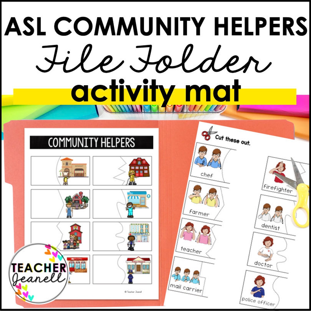 ASL Community Helpers Matching Game: File Folder Activity (digital ...