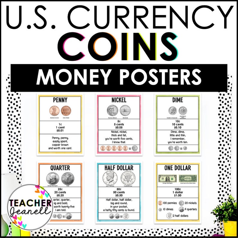 US Coins Posters | Printable Money Identification Charts | Financial ...