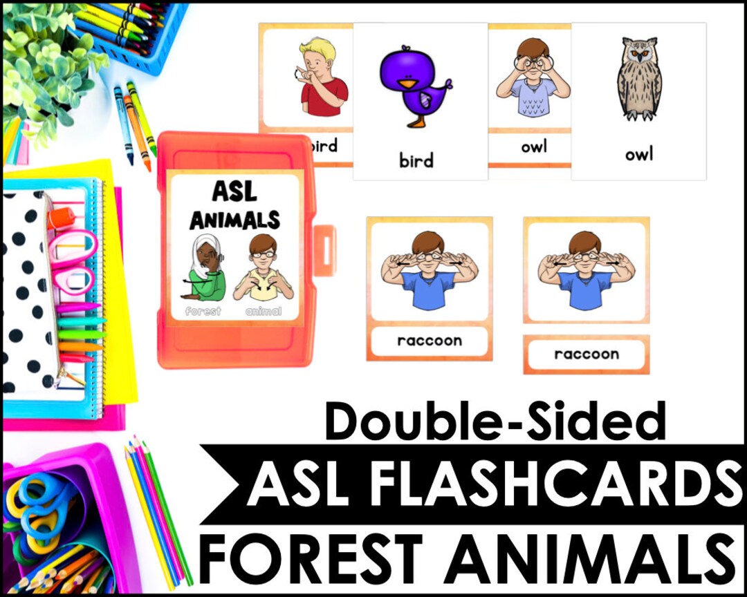 ASL Forest Animals Flash Cards American Sign Language ASL - Etsy