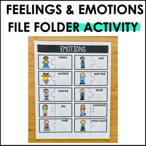 ASL Feelings and Emotions Matching Activity, ASL Emotions File Folder ...