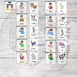 ASL Flashcards, ASL Farm Animals Flash Cards, Sign Language Cards, ASL ...