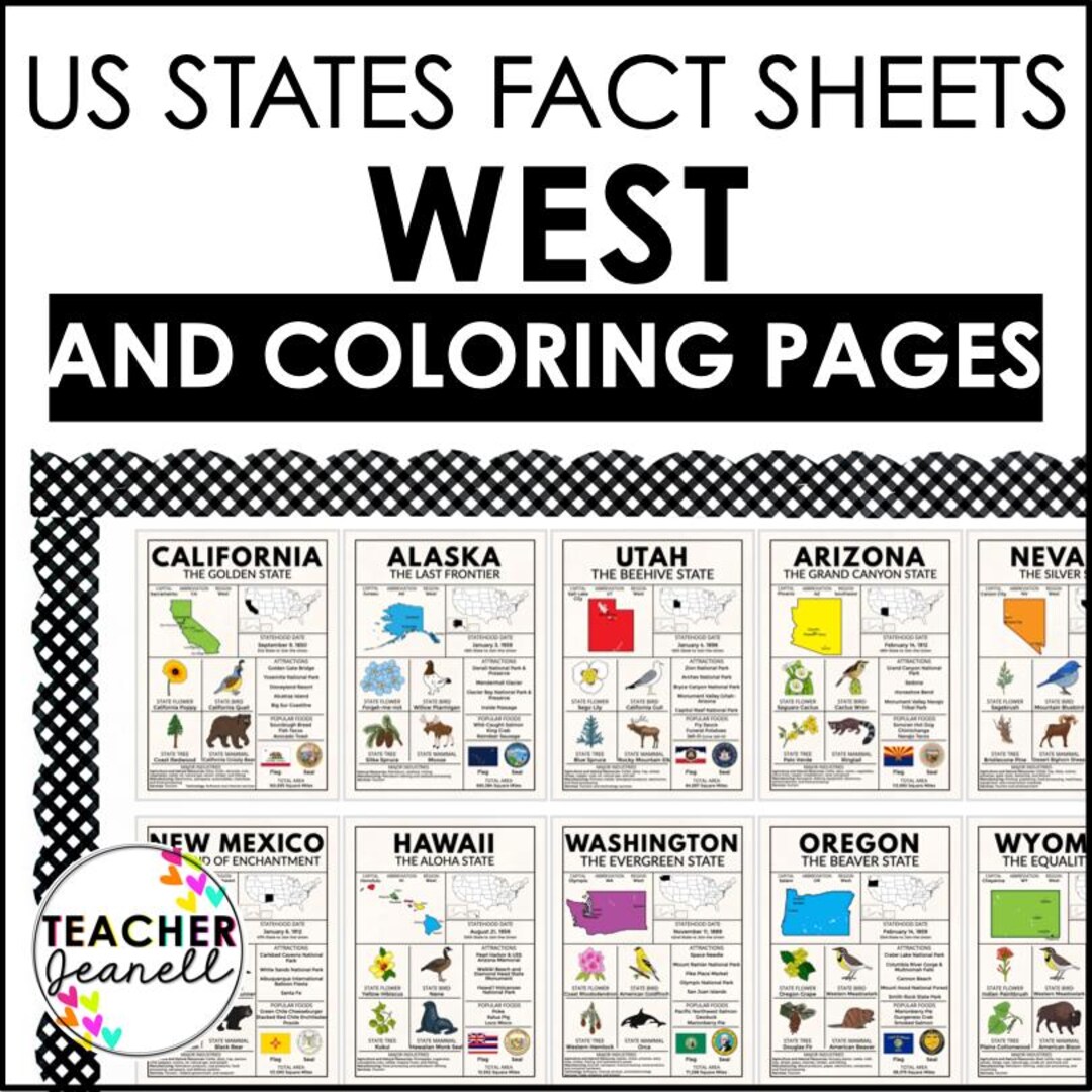 West Region State Facts Poster Bundle: Geography Classroom Decor (PDF ...