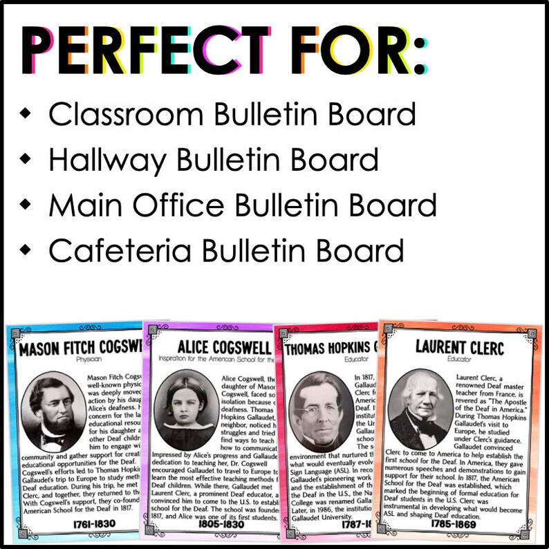 Deaf History Month Bulletin Board, Famous People in Deaf History ...
