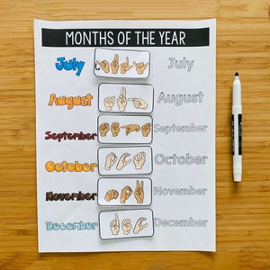 ASL Months of the Year Game: File Folder Activity (PDF) - Etsy