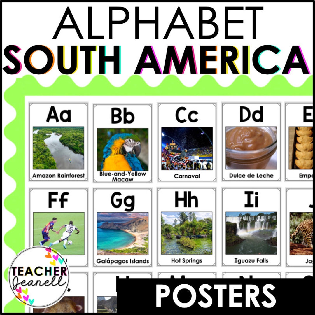 Alphabet Posters South America Themed, A-Z South America Poster Set ...