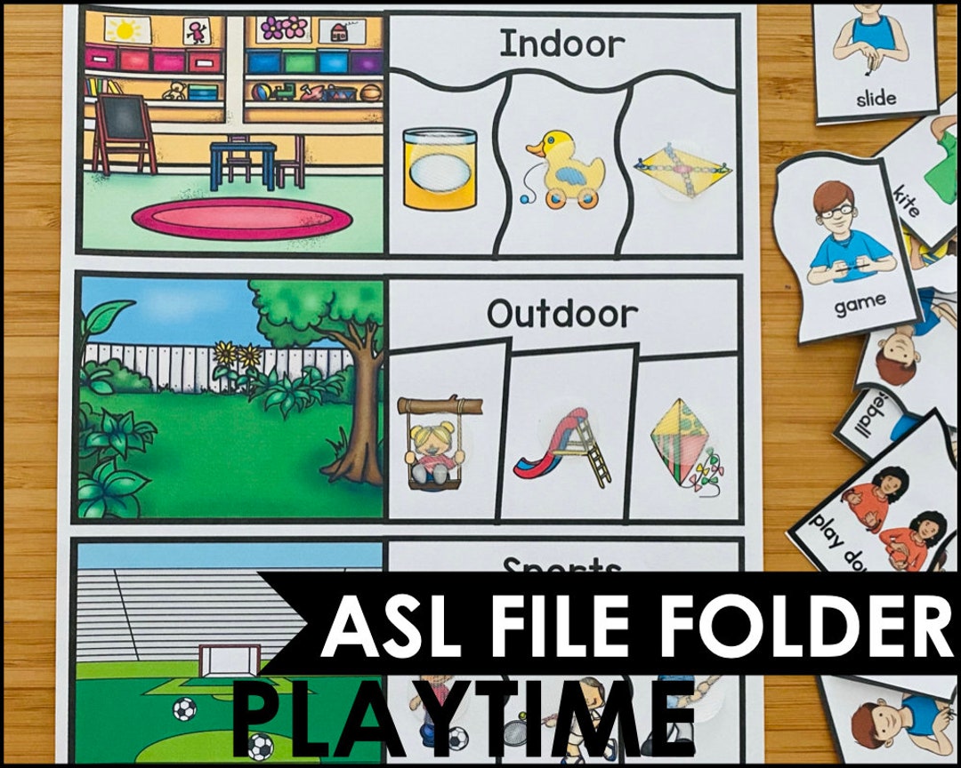 ASL Playtime Matching Activity, ASL Sports File Folder Activity, Busy ...