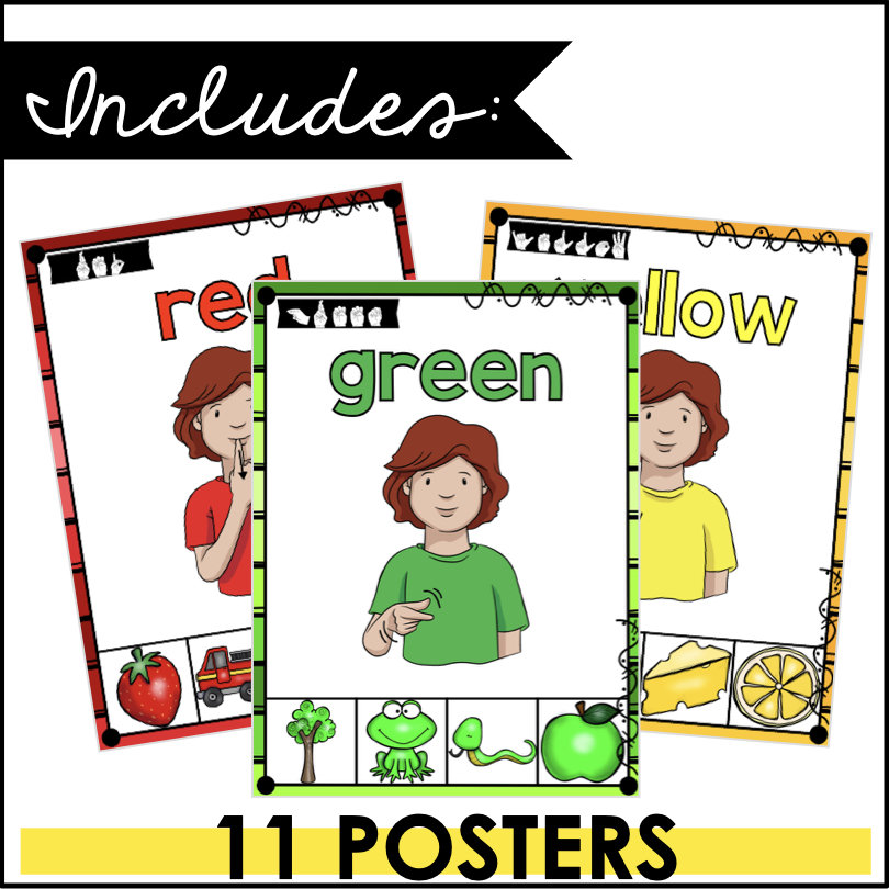 ASL Colors Posters | Sign Language Color Word Charts | ASL Classroom ...