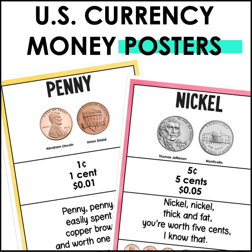 US Coins Posters | Printable Money Identification Charts | Financial ...