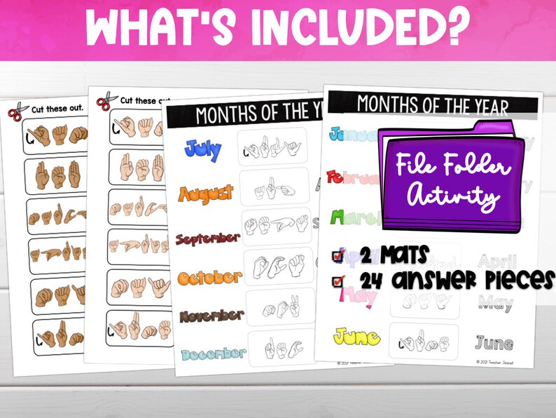ASL Months of the Year Game: File Folder Activity (PDF) - Etsy