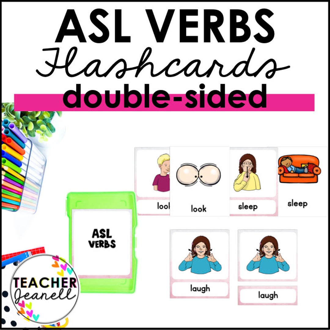 ASL Flashcards Verbs & Core Words, American Sign Language, ASL ...