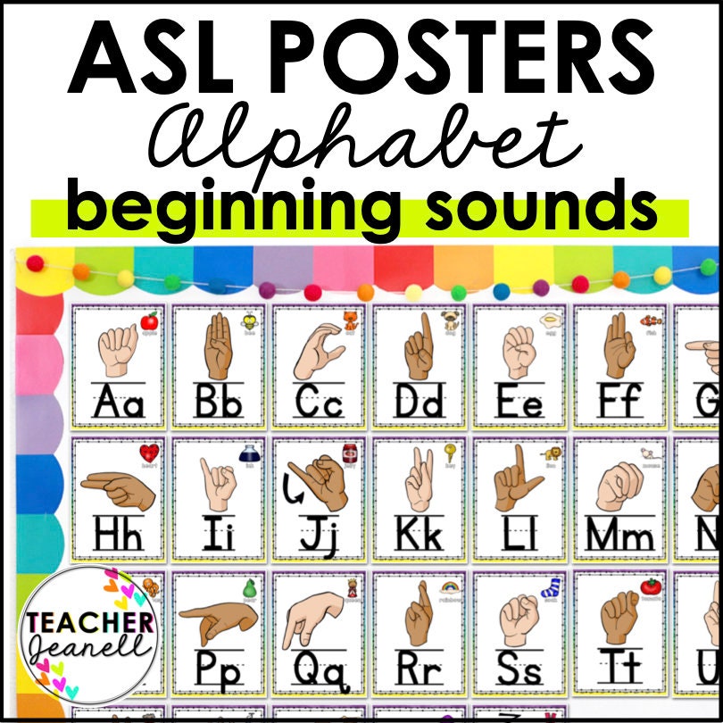 Pósteres del alfabeto ASL / Decoración del aula con el alfabeto en ...