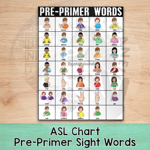 ASL Second Grade Sight Words Chart INSTANT DOWNLOAD - Etsy