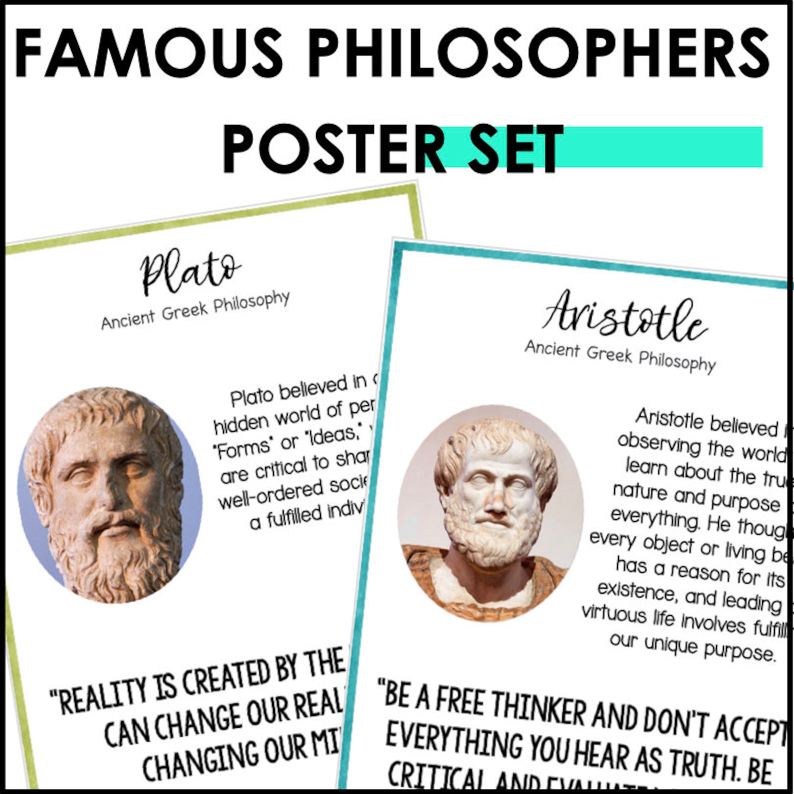 Famous Philosophers Bulletin Board Poster Set, Philosophy Posters ...