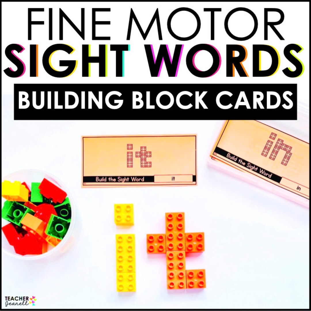 Sight Word Building Block Task Cards, Sight Word Printable Cards ...