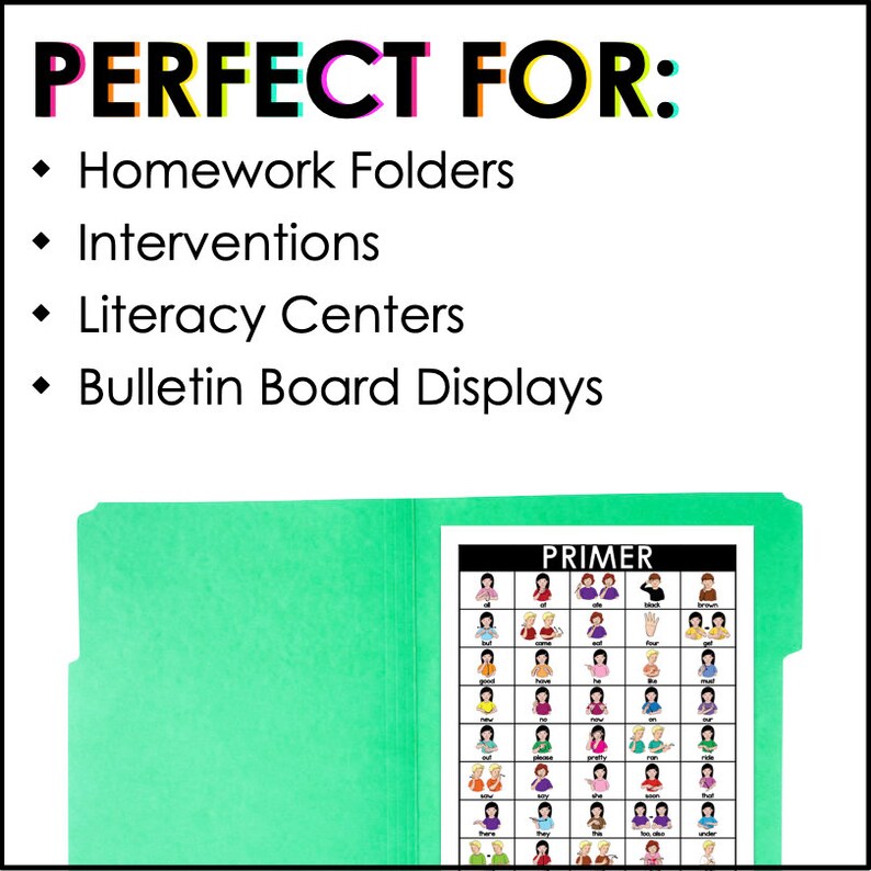 ASL Primer Sight Words Chart | Printable Sign Language Common Words ...