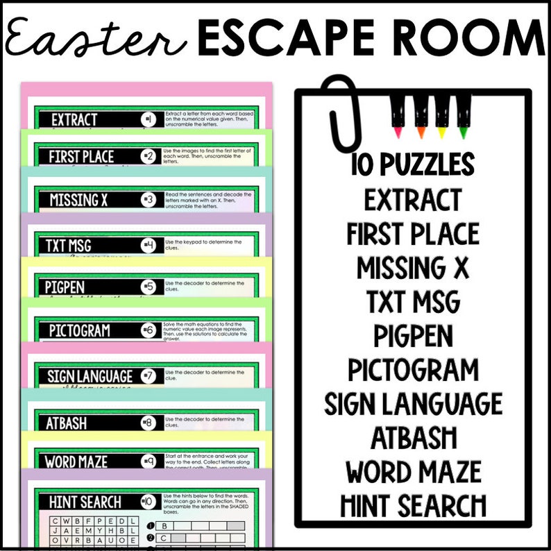 Easter Escape Room for Kids | Printable Easter Puzzle Game | Holiday ...