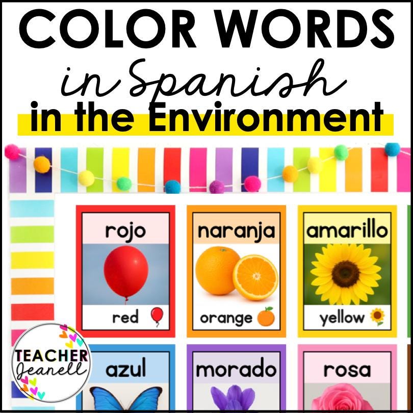 Spanish Colors Classroom Posters: Bilingual ESL Learning (PDF Download ...