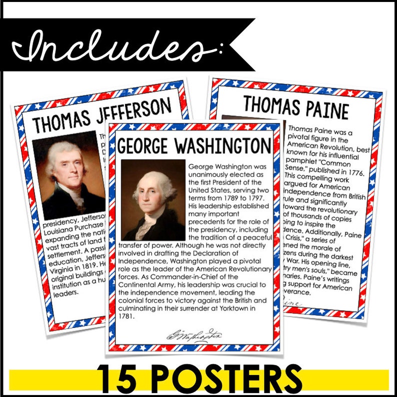 Founding Fathers Posters | American Revolution Leaders | US History ...