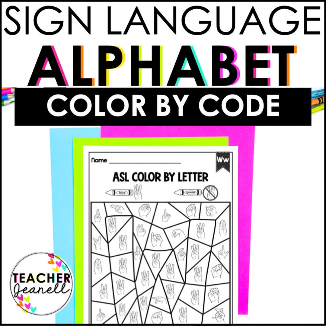 ASL Coloring Pages, ASL Alphabet, ASL Printable, Sign Language Coloring ...