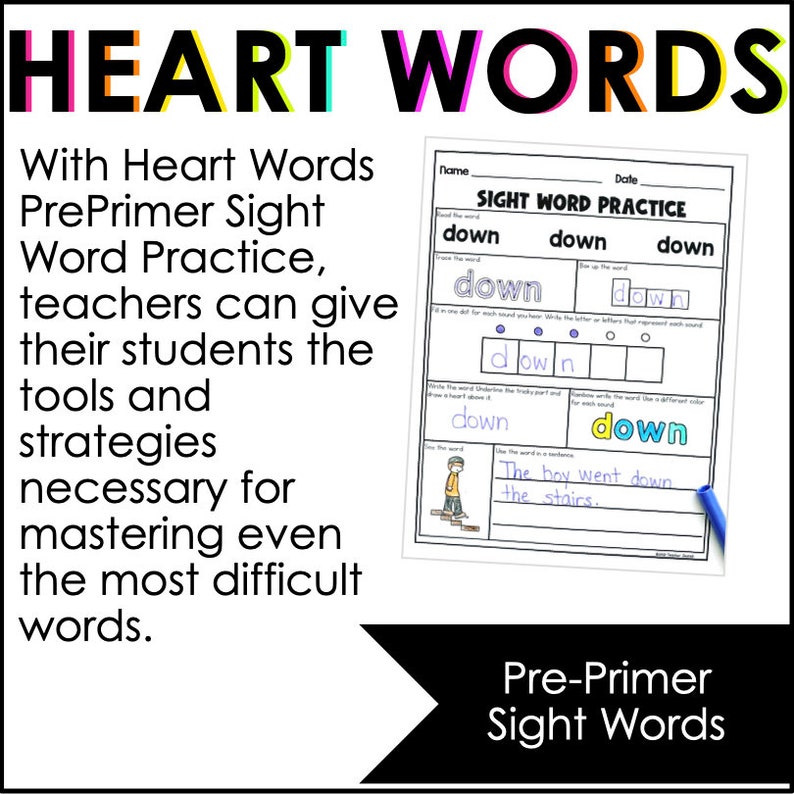 Heart Words Science of Reading Sight Word Practice Word - Etsy