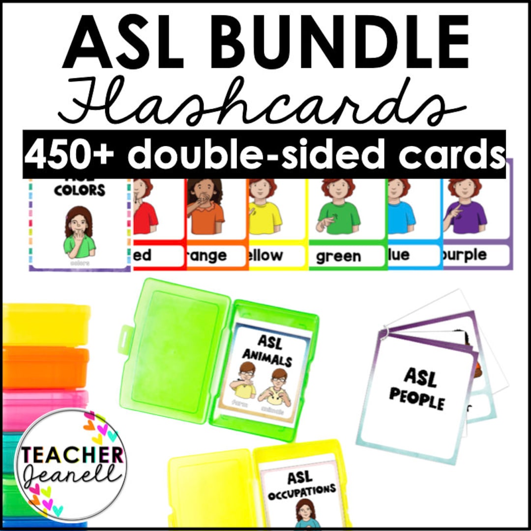 ASL Flashcards Bundle, ASL Worksheets, American Sign Language ...
