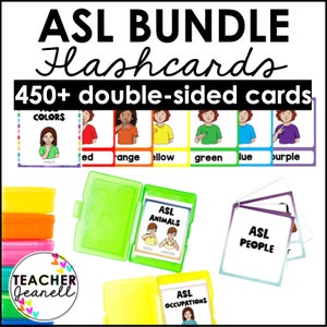 ASL Flashcards Bundle, ASL Worksheets, American Sign Language ...