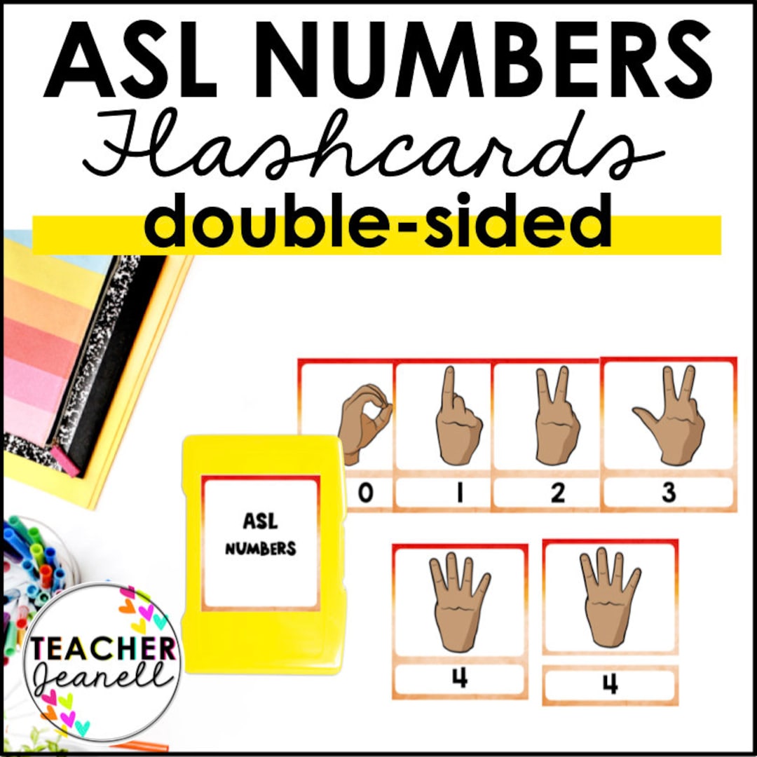 ASL Flashcards Numbers, ASL Number Cards, Sign Language Cards - Etsy UK