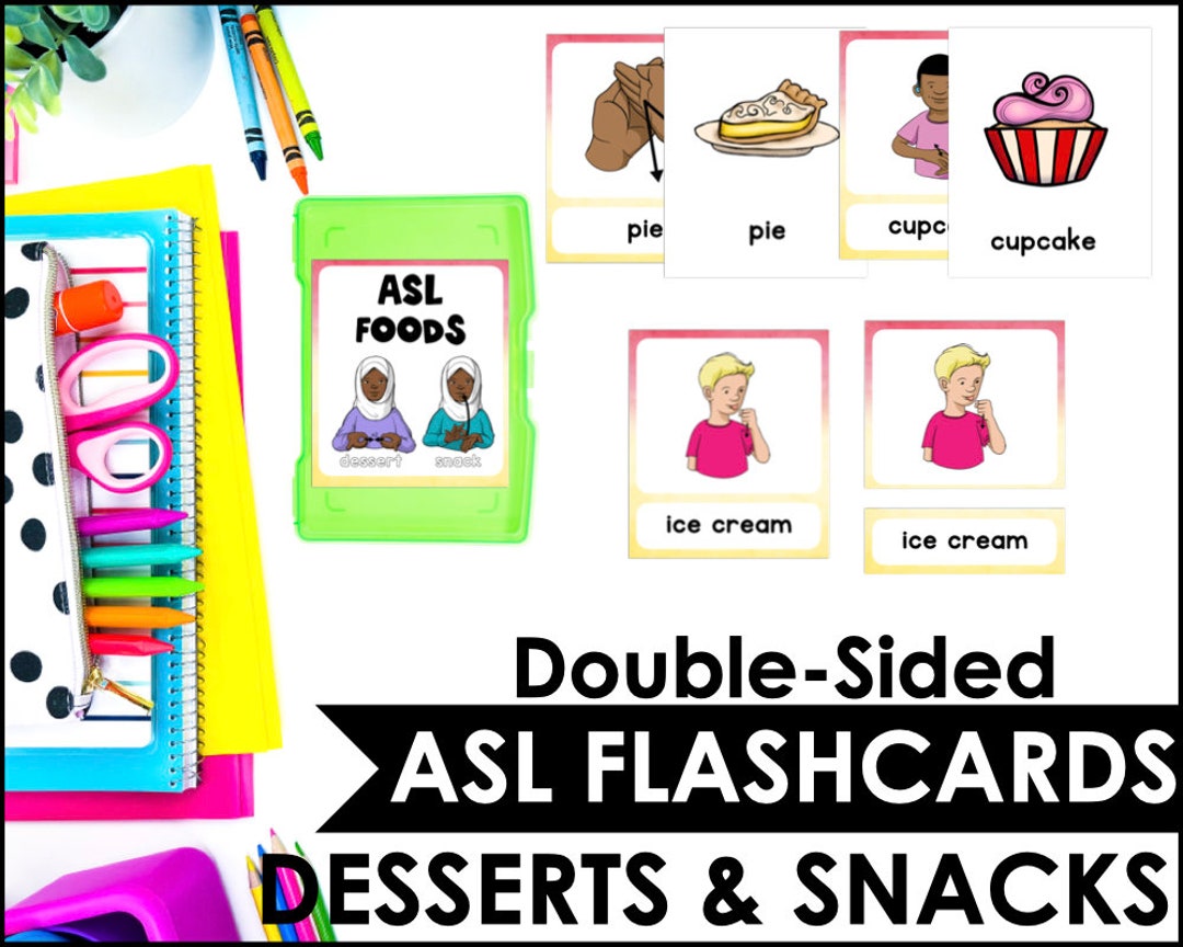 ASL Snacks and Desserts Flash Cards American Sign Language - Etsy