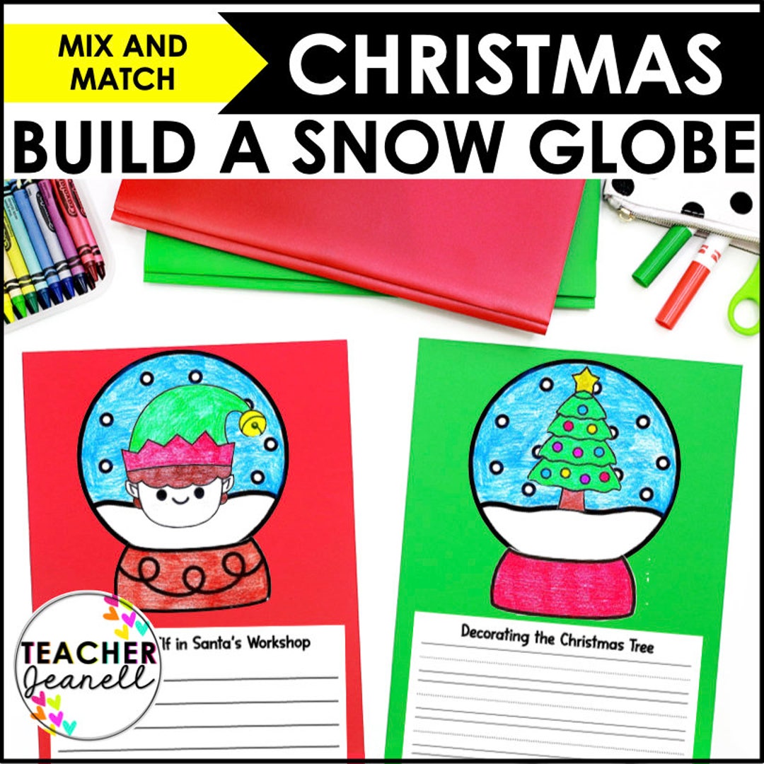 Snow Globe Christmas Bulletin Board Set, Snow Globe Craft and Writing ...