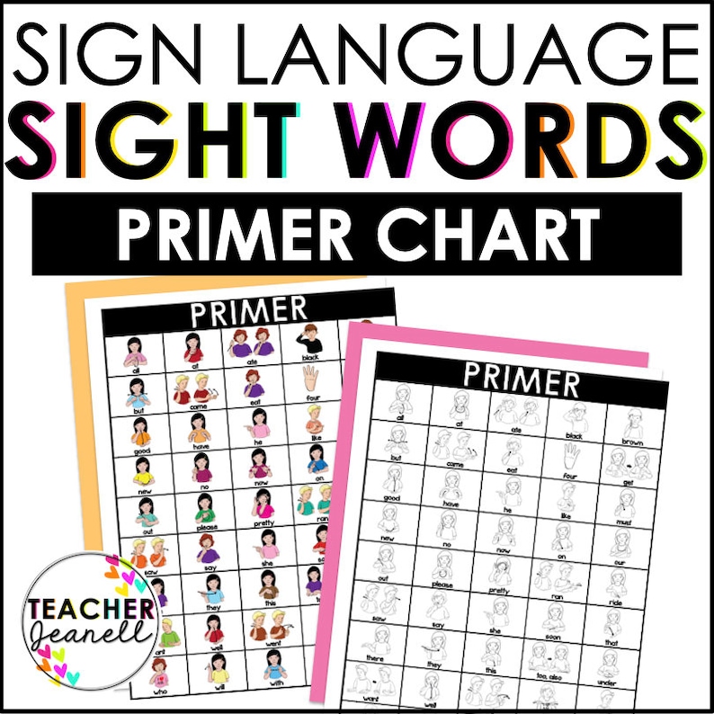 ASL Sight Word Primer Chart: Sign Language Common Words (PDF) - Etsy
